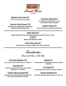 2021 Lunch Menu | The Historic Summit Inn Resort