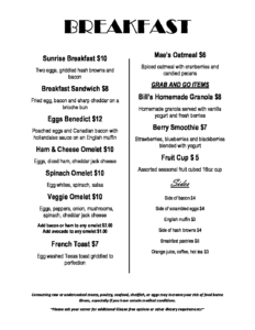 2023 Mae's Breakfast Menu | The Historic Summit Inn Resort
