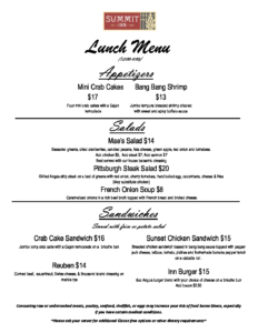 2024 Lunch Menu | The Historic Summit Inn Resort