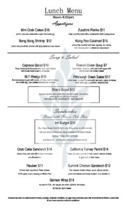 Lunch Menu 2023 | The Historic Summit Inn Resort